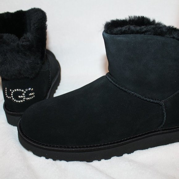 UGG | Shoes | Ugg Mini Bling Swarovski Crystal Suede Boots | Poshmark